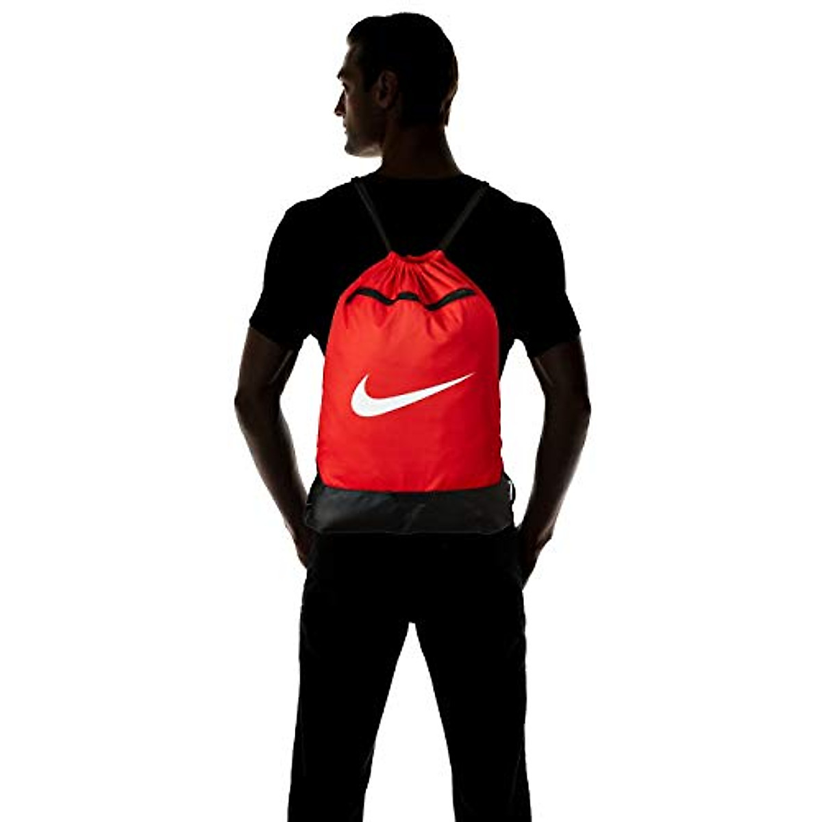 Nike Brasilia Training Gymsack, Drawstring Backpack with Zipper Pocket and Reinforced Bottom, University Red/University Red