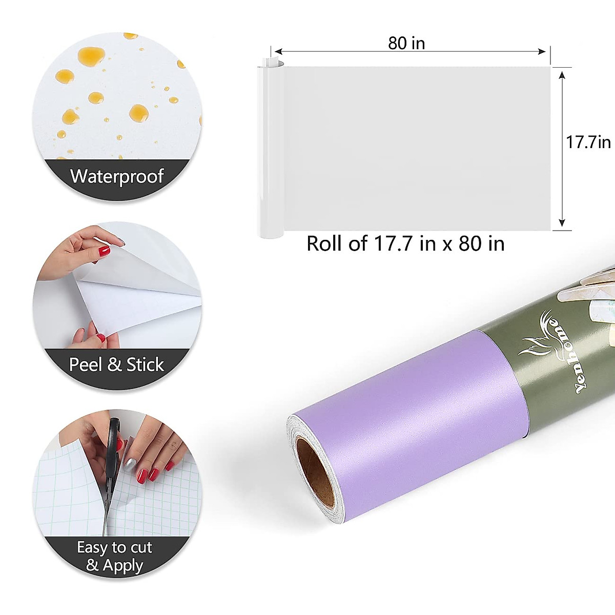 YENHOME Purple Peel and Stick Wallpaper Removable Purple Wallpaper for Bedroom Wall Paper Rolls Purple Contact Paper Peel and Stick for Cabinets Walls Drawer 17.7"x80" Matte Self Adhesive Wallpaper