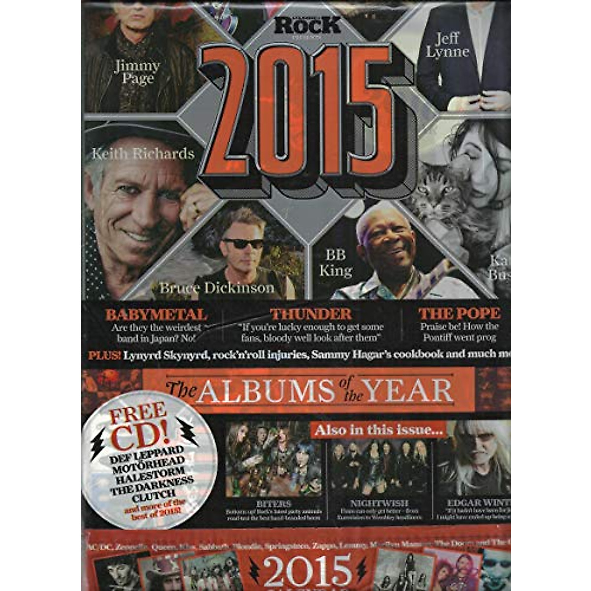 CLASSIC ROCK MAGAZINE, 2015 THE BEST OF THE YEAR JANUARY, 201 ISSUE NO.218 FREE CD INCLUDED ( PLEASE NOTE: ALL THESE MAGAZINES ARE PET & SMOKE FREE MAGAZINES. NO ADDRESS LABEL. (SINGLE ISSUE MAGAZINE.)