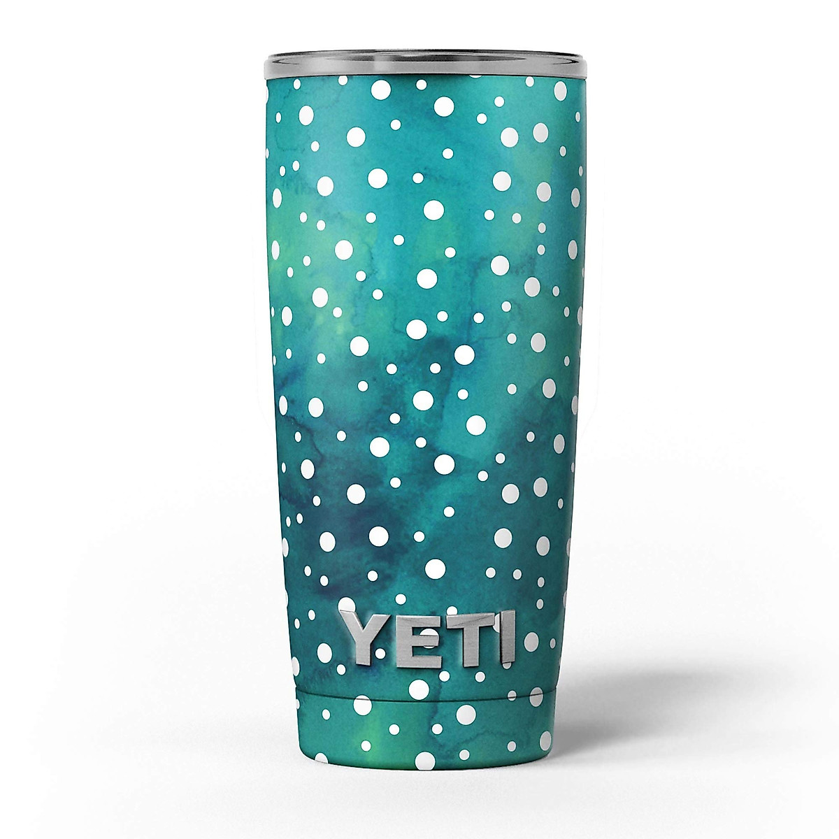 Design Skinz Green and White Watercolor Polka Dots - Skin Decal Vinyl Wrap Kit Compatible with The Yeti Rambler Cooler Tumbler Cups