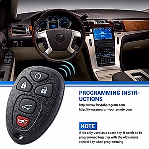 Pilida Car Key Fob Keyless Entry Remote Compatible with 2007-2015 Chevy Tahoe Traverse Suburban GMC Acadia Yukon Buick Cadillac Replacement 5 Button OUC60270 15913415 2 Pack