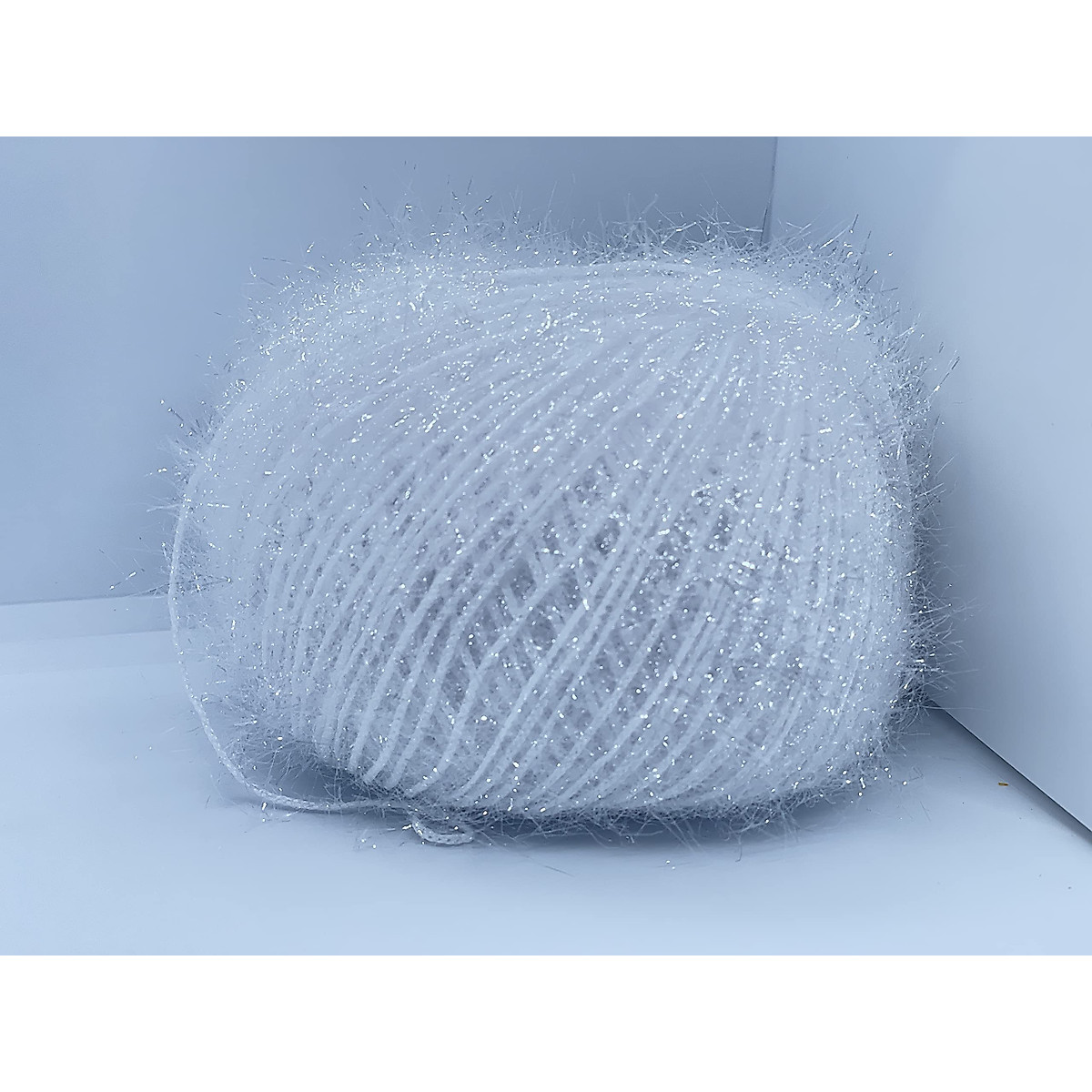 Sparkle Soft White - Ice Yarns Metallic Lurex Nylon Eyelash Yarn 50gr 153yds