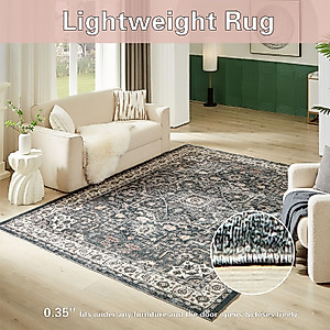 Floralux Washable Rug 3X5, Small Carpets for Bedroom (Dark Grey, 3x5Ft.)