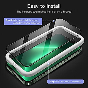 JETech Full Coverage Screen Protector for iPhone 13/13 Pro 6.1-Inch, Black Edge Tempered Glass Film with Easy Installation Tool, Case-Friendly, HD Clear, 3-Pack