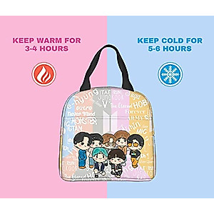 Cvdoos Cartoon Girls Women Reusable Insulated Lunch Bag Handbag Cute Waterproof Lunchbag Totes for Office Outdoor Picnic Hiking Beach(A2)