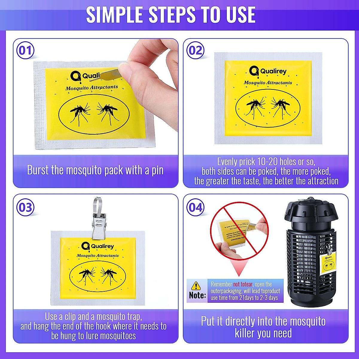 Qualirey 3 Pcs Mosquito Attractants for All Bug Zapper Bait Refill, Safe Yellow Mosquito Lures Fly Bait, Clip on Mosquito Trap Attractant Bait Hang Bug Zapper Refill for Indoor Outdoor