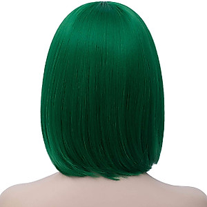 Bopocoko Green Wig Short Green Wigs for Women St Patricks Day Green Bob Wig with Bangs Natural Synthetic Soft Wig Cute Colored Wigs BU027GR
