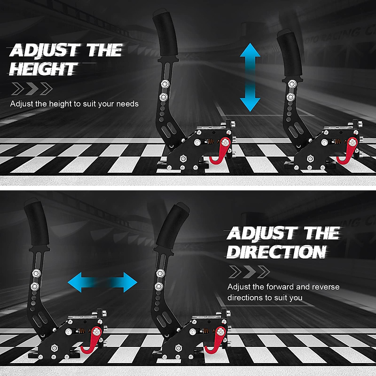 aikeec 64Bit PC USB Handbrake, Upgrade SIM Racing Games Handbrake for LO GITECH G25 G27 G29 T500 T300 THRUST MASTER FANATECOSW DIRT RALLY, 2M Nylon Cable/Reinforced Spring/Black+Clamp