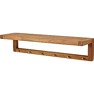 AquaTeak 36" Moa Wall Shelf with Hooks