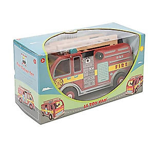 Le Toy Van Cars & Construction Collection Wooden Fire Engine Set Premium Wooden Toys for Kids Ages 3 Years & Up, Multi
