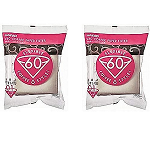 [2pcs Set] Hario V60 Misarashi Coffee Paper Filter (Size 01, 100 Count, White) 200 Total