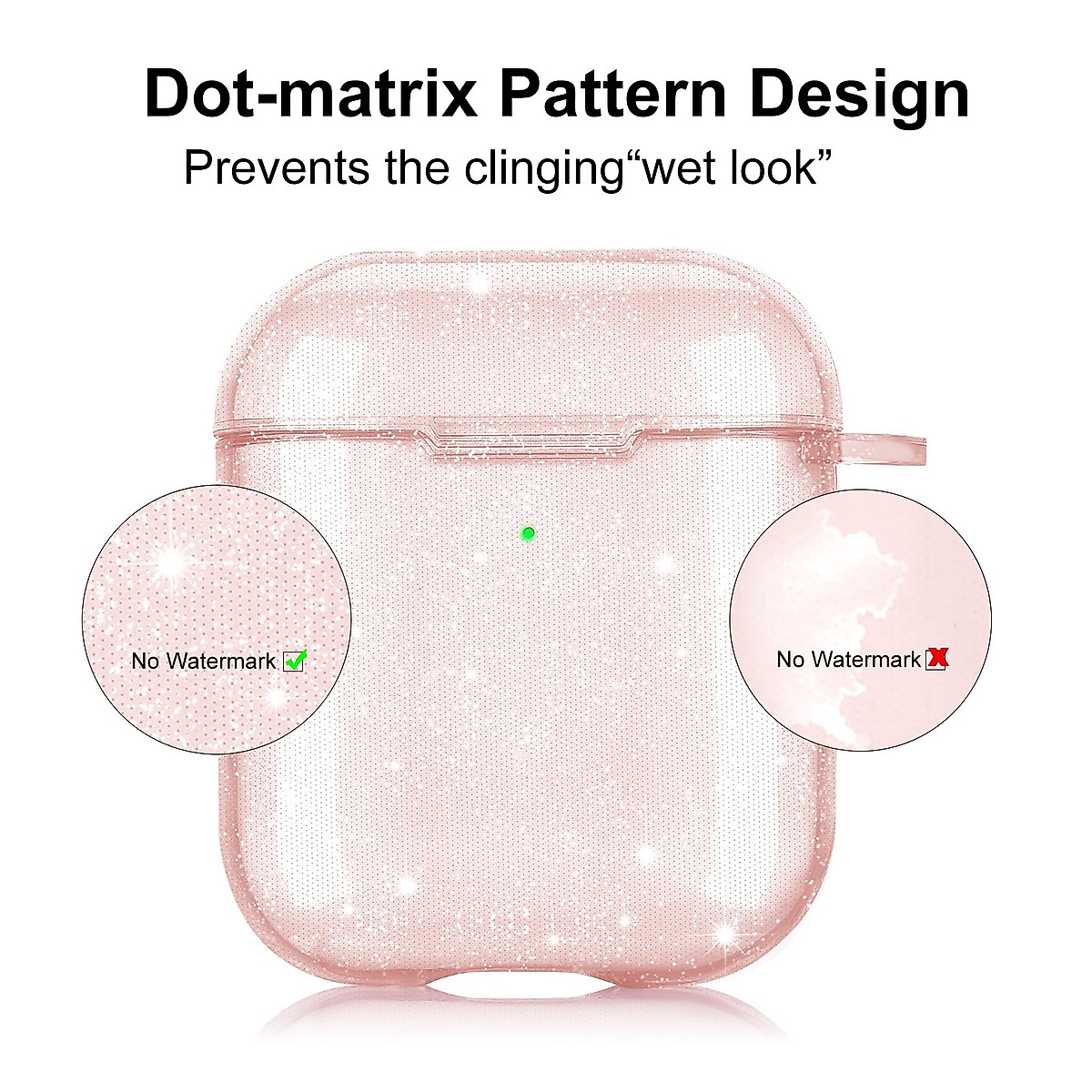 AIRSPO Airpods Case Cover, Airpod Case 2nd Generation Clear Soft TPU Protective Cover Compatible with Apple AirPods 1/2 Wireless Charging Case with Keychain (Glitter Pink)