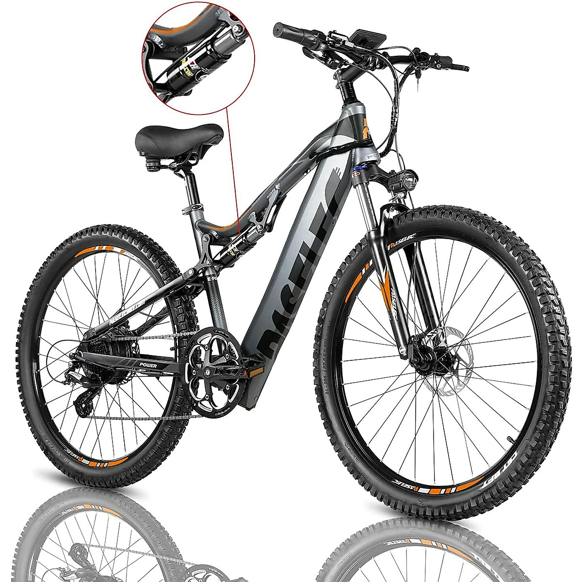 PASELEC Electric Bikes for Adult, 27.5'' Full Suspension Mountain Ebike with Peak 750W BAFANG Motor 14.5Ah Battery 8-Speed Gear, up to 28 MPH & 60Miles, City Commuter Electric Bicycle for Men & Women