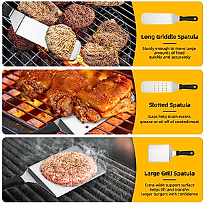 AIKWI 8PCS Griddle Accessories Tool Kit, Flat Top Grill Spatula Set for Blackstone and Camp Chef, Included Turner, Scraper, Chopper, Bottles, Carry Bag, Perfect for Outdoor BBQ, Indoor Cooking