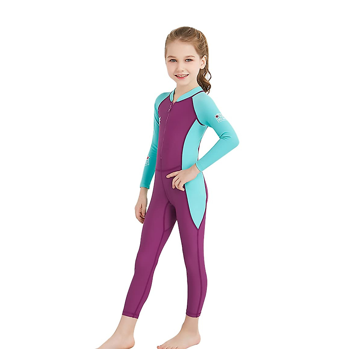 AIWUHE Kid's Full Body Swimwear Boys&Girls One Piece Swimsuit Long-Sleeve Water Sports Rash Guard UPF 50+ Sunsuit Sets 2-8Y Rose