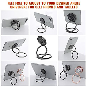 cobee Cell Phone Ring Holder Finger Kickstand, 360° Rotation Metal Cellphone Back Grip Foldable Cell Phone Stand Adjustable Phone Holder Compatible with Most Smartphones(Black Marbling)