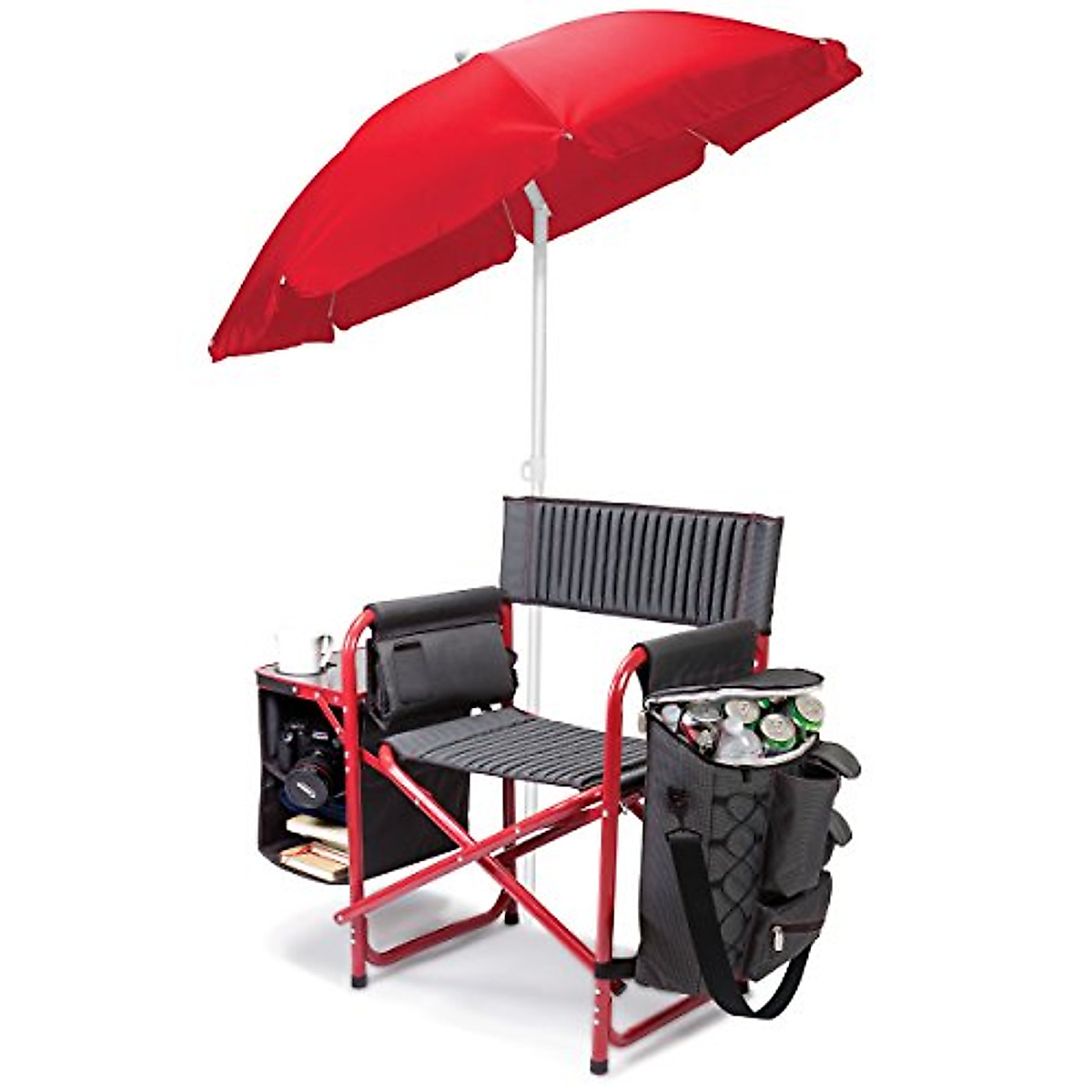 ONIVA - a Picnic Time Brand Fusion Original Design Outdoor Folding Chair, Gray with Red Frame , 33 x 7 x 21