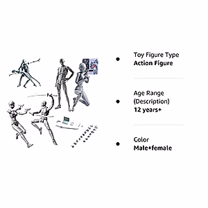 CUYUFIA Action Figures Body-Kun DX & Body-Chan DX PVC Model SHF(Grey Color) with Box Drawing Figure Models for Artists (Male+Female)