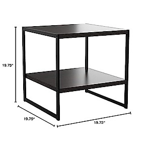 Household Essentials Square Wooden Side Table/End Table With Storage Shelf, Ashwood