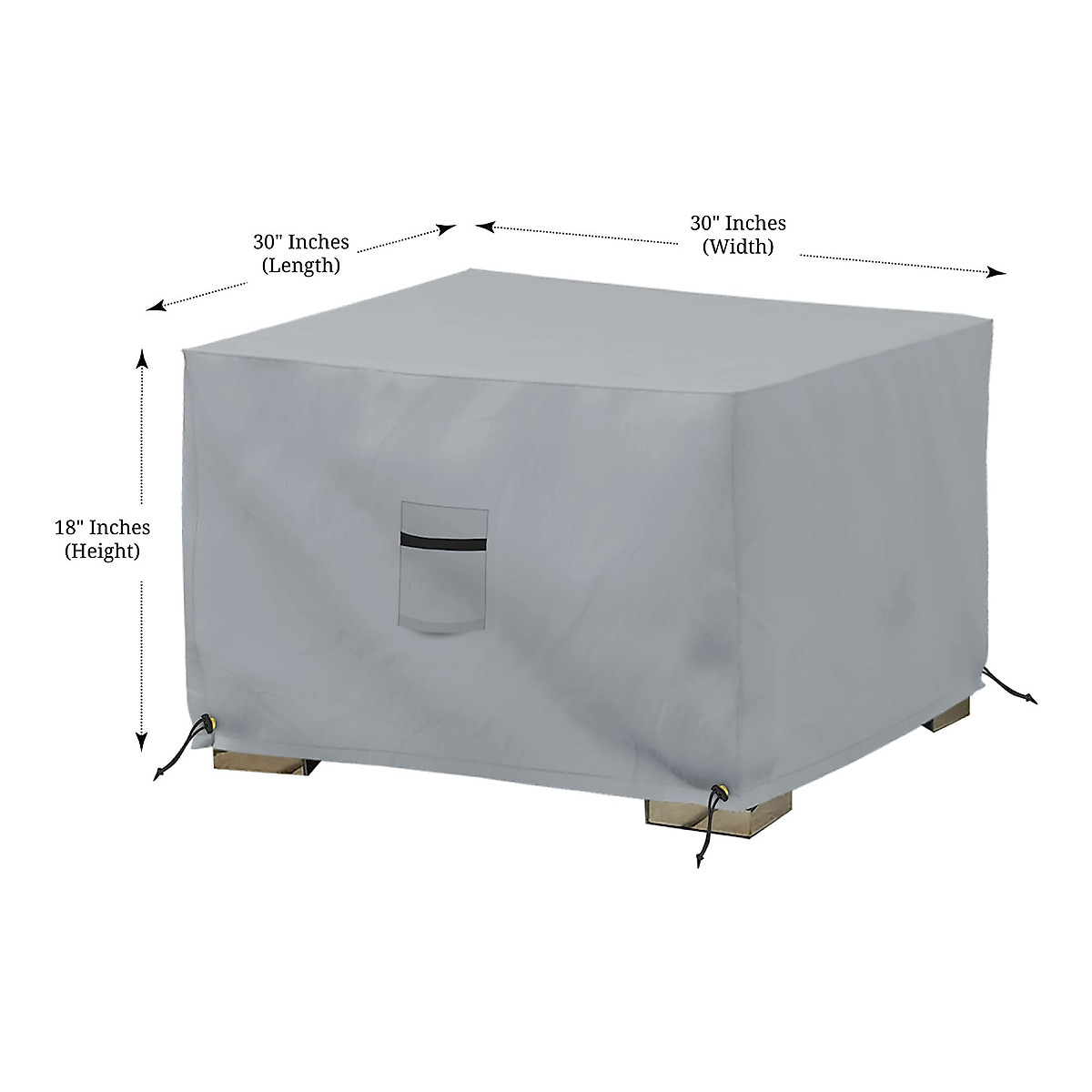 Covers & All Square Ottoman Cover, Heavy Duty 18 Oz Waterproof UV & Weather Resistant Patio Garden Furniture Stool Protector Indoor Outdoor with Air Vents & Drawstrings (30" L x 30" W x 18" H, Grey)