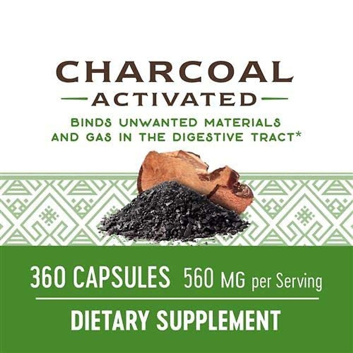 Nature's Way Activated Charcoal, Binds Unwanted Materials and Gas*, 560mg per Serving, 360 Capsules