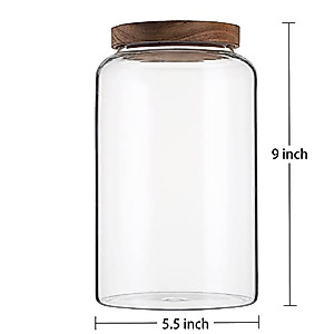 Bekith 100 FL OZ (3000ml) Large Glass Food Storage Jar with Airtight Wooden Lid, Glass Storage Canisters Container, BPA-Free Cereal Dispenser Jars for Spaghetti Pasta, Tea, Coffee, Spice, Powder