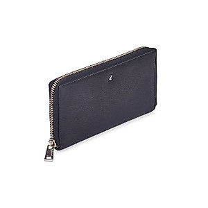 Zinda Genuine Leathers Women’s Wallet Zip Around Long Purse RFID Protection (Black)