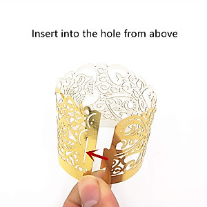 Candle Wraps, 50 PCS Flameless Tea Light Decorative Wraps Candles Holders for Festival Birthday Wedding Party (Gold)