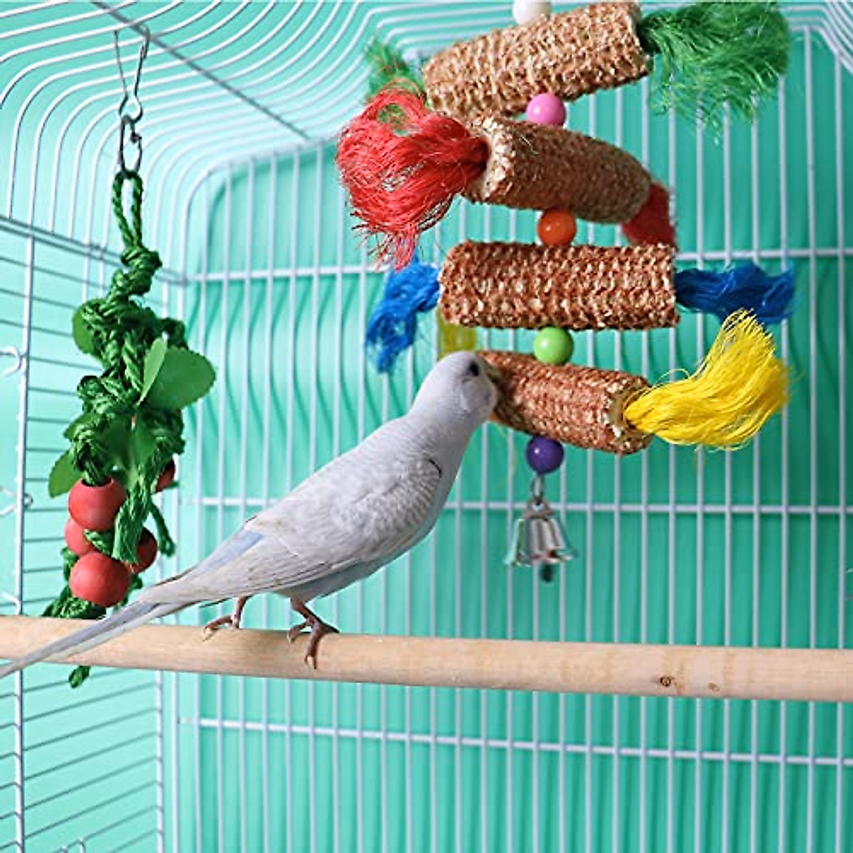 通用 3 Pieces Bird Parrot Toys, Bird Toys Parrot chew Toys, Climbing Toys, Bird Toys for Small Parrots, Cockatoos, Finches, Budgies, Lovebirds.