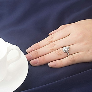 Sterling Silver Jewelry Pink Stone 3CT Pear Cut Engagement Ring for Women NSCD Simulated Diamond Ring