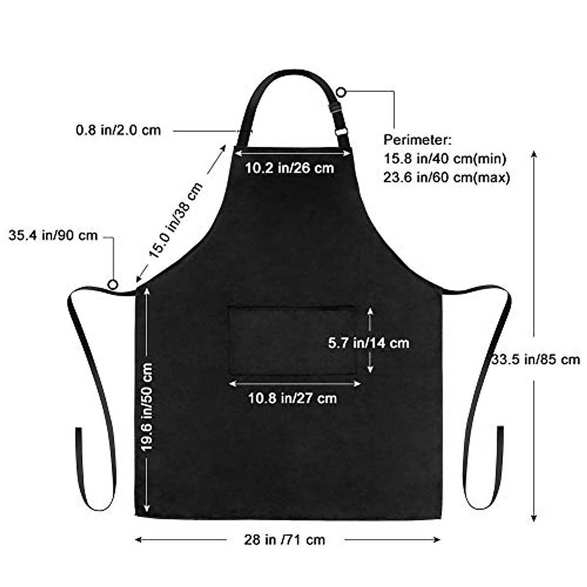 Jubatus 2 Pack Bib Aprons with 2 Pockets Cooking Chef Kitchen Apron for Women Men, Black