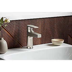 KOHLER 74013-4-2MB Taut Single-Handle Bathroom Sink Faucet, Vibrant Brushed Moderne Brass