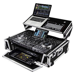 ODYSSEY FZGSPRIME4W2 Denon Prime 4 Flight Case with Patented Glide Laptop Platform & 2U Rack Spaces