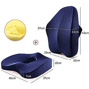 OJOINK Seat Cushion and Lumbar Support Pillow, Office Chair Memory Foam Car Seat Cushion, Ergonomic Desk Chair Cushion for Tailbone, Back Pain, Sciatica Relief