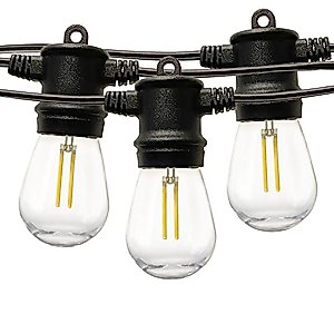 Banord Outdoor String Lights, 51FT Patio Lights with Bright 2W Shatterproof LED Dimmable Plastic Bulbs Waterproof Outdoor Hanging Lights String for Backyard, Porch, Garden, Deck, Camping, Cafe, Party