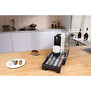 EVERIE Tempered Glass Top Coffee Capsules Holder Drawer Compatible with 36 Nespresso Originalline Pods, Small, NP04S-BL