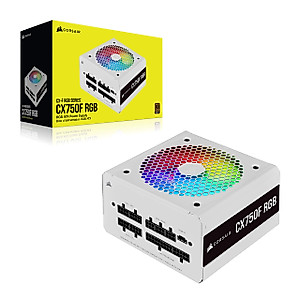 Corsair CX750F RGB, 750 Watt, 80 PLUS Bronze, Fully Modular RGB White Power Supply