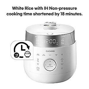 CUCKOO CRP-LHTR0609F | 6-Cup (Uncooked) Twin Pressure Induction Heating Rice Cooker | 16 Menu Options: High/Non-Pressure Steam & More, Stainless Steel Inner Pot, Made in Korea | White