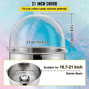VBENLEM 21 Inch Cotton Candy Machine Cover Bubble Shield Plastic for Commercial Floss Maker, Clear & Perfectware - PW Cotton Candy Cone 100ct Cotton Candy Cones 100ct