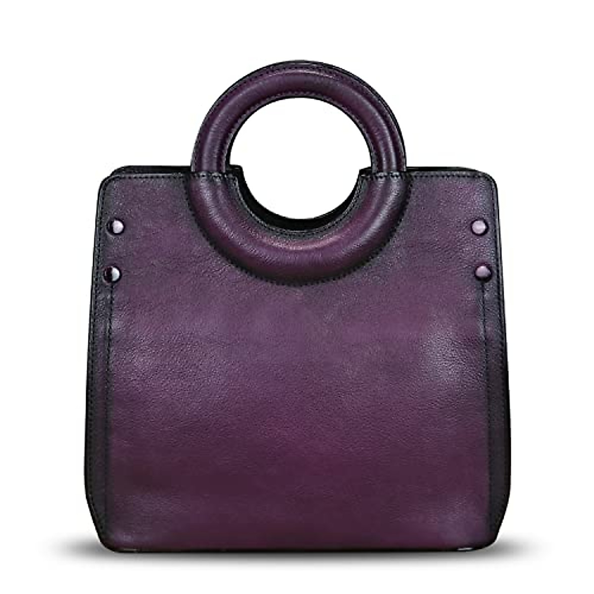 Genuine Leather Satchel for Women Leather Handbag Top Handle Bags Handmade Purse Vintage Tote Bag Crossbody Handbags Hobo Bag (Purple)
