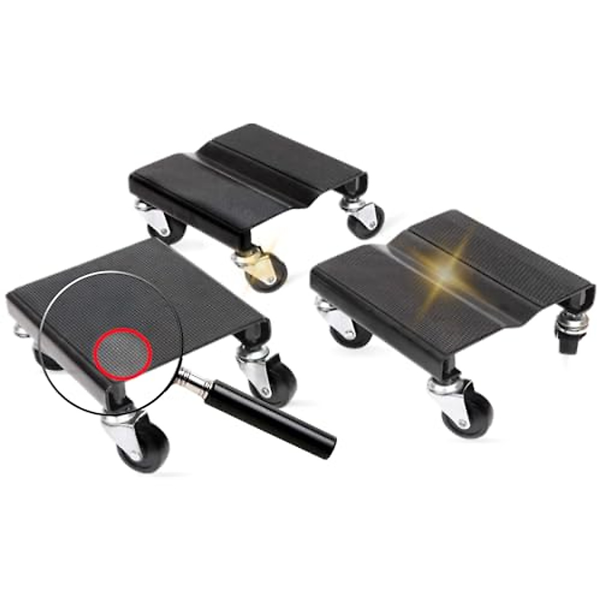 Anti-Sleep Snowmobile Sled Dolly Set of 3 1500 Lbs Load Capacity System Snow Mobile Plow Moving Rollers Dollies Movers, Black