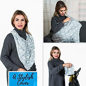 Infant Car Seat Cover, Stretchy Nursing Scarf, Car Seat Canopy, Shopping Cart Cover, High Chair Cover protects Babies and Breastfeeding Mothers. Multiuse Cover for Babies (Arrows)