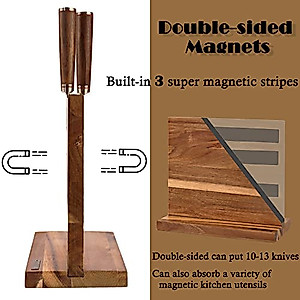 YOUSUNLONG Magnetic Knife Block - Magnetic Knife Holder - Magnetic Knife Stand - Double Sided Magnetic Acacia Wood - Holds 10 inch knives - Large Cutlery Display Stand and Storage Rack