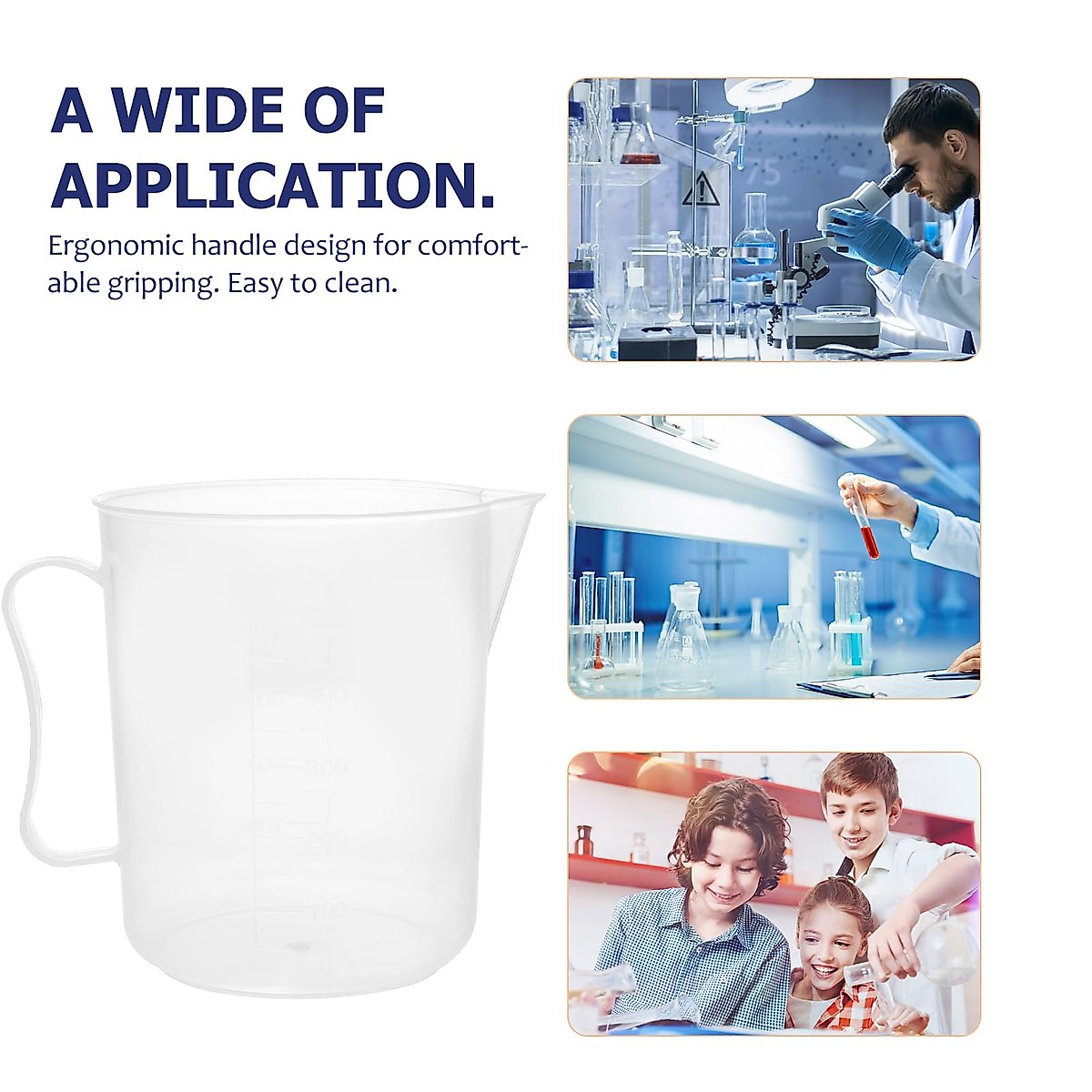 UEETEK Measuring Cup 500ml Plastic Graduated Cup : Lab Measuring Cup with Handle - Liquid Measuring Cups Measurement Beaker for Laboratory Science Experiments