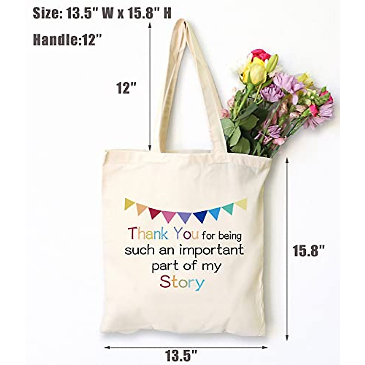 Thank You For Being Such An Important Part of My Story – Shoulder Bag Shopping Bag Tote Bag Gift – Appreciation Gifts for Teachers - Birthday Christmas Back To School Gift For Teacher