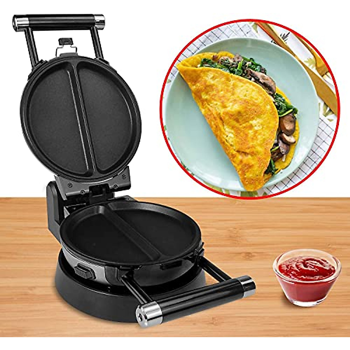 Health and Home 3-in-1 Waffle Maker, Omelet Maker, Egg Waffle Maker, 3 Removable Nonstick Baking Plates, Upgraded 360 Rotating Belgian Waffle Maker