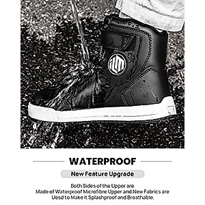 ILM Motorcycle Shoes for Men Black Waterproof Street Riding Protective Gear Breathable Powersport Anti-Slip Footwear with Ankle Support, Shift pad (Black,8.5)