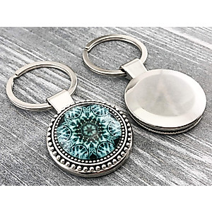 Teal Medallion Keychain for Women Handbag Charm