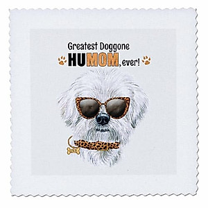 3dRose Sweet Little Maltese Dog in Animal Print for Mom on Mothers Day - Quilt Squares (qs-379230-5)