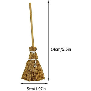 5Pcs Witch Broom Witch Broom Artificial Mini Broom Miniature Broom Props Mini Straw Broom Fairy Micro Landscape Decoration Witch Broomstick Cinnamon Broom Sweeping
